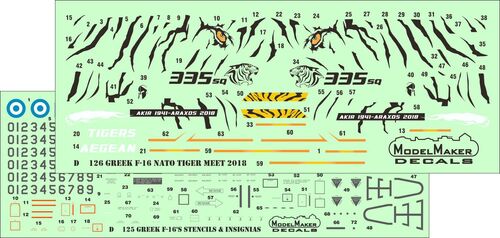 Model Maker Decals D72126 Greek F-16 NATO Tiger Meet 2018