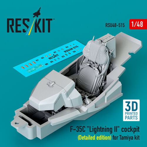 RES/KIT U48-0515 Lockheed Martin F-35 C Lightning II - 3D-Printed Cockpit Detailed Edition (for Tamiya Kits)
