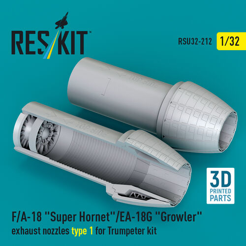 RES/KIT U32-0212 Boeing F/A-18 E/F Super Hornet & EA-18 G Growler - 3D-Printed Exhaust Nozzles Type 1 (for Trumpeter Kits(