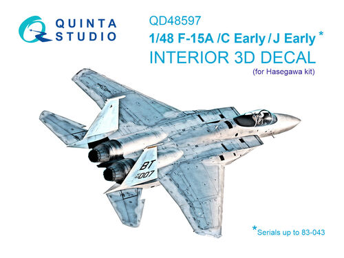 Quinta Studio QD48597 F-15 A / C Early / J Early - 3D-Printed & Coloured Interior on Decal Paper (for Hasegawa Kits)