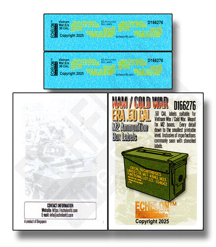 Echelon Fine Details D166276 NAM / Cold War ERA .50 CAL M2 ammo box labels