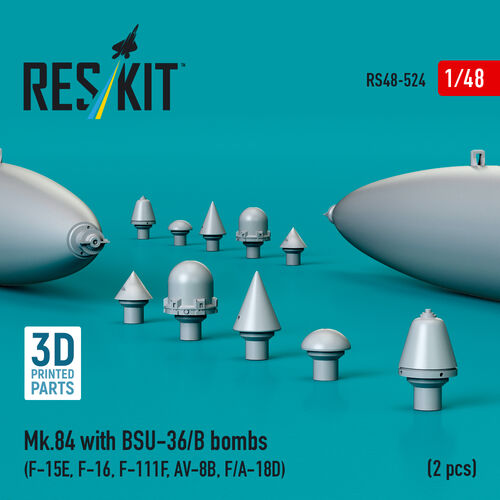 RES/KIT 48-0524 Mk.84 With BSU-36/B Bombs (2pcs) (F-15E, F-16, F-111F, AV-8B, F/A-18D) (3D Printed)