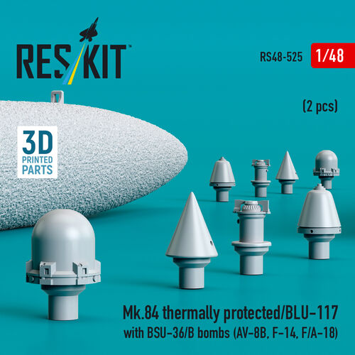 RES/KIT 48-0525 Mk.84 Thermally Protected/BLU-117 With BSU-36/B Bombs (2pcs) (AV-8B, F-14, F/A-18) (3D Printed)