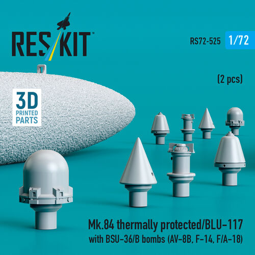 RES/KIT 72-0525 Mk.84 Thermally Protected/BLU-117 With BSU-36/B Bombs (2pcs) (AV-8B, F-14, F/A-18) (3D Printed)