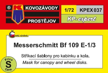 Kovozavody Prostejov KPEX037 Messerschmitt Bf 109 E-1/3 - Mask For Canopy And Wheel Disks (For AZmodel)