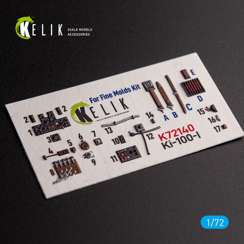KELIK K72140 Ki-100-I - Interior 3D Decals For FineMolds Kit