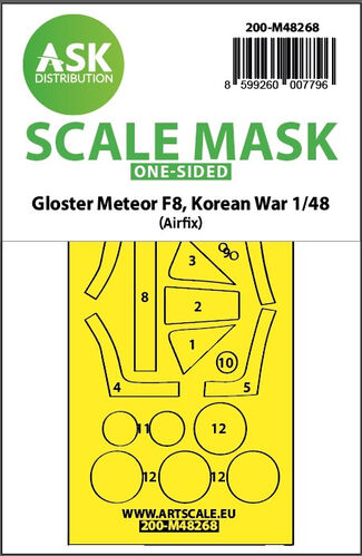 Art Scale Kit M48268 Gloster Meteor F.8, Korean War, One-Sided Express Fit Mask (For Airfix)