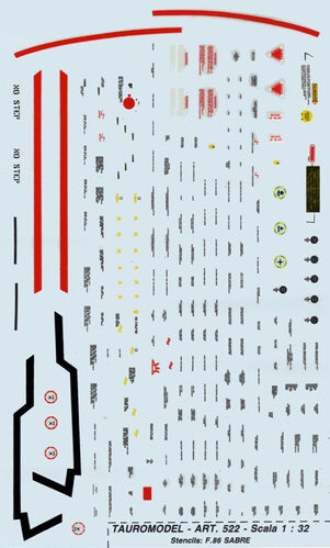 TAURO MODEL 32-522 F-86 in AMI Service - Data Stencillings