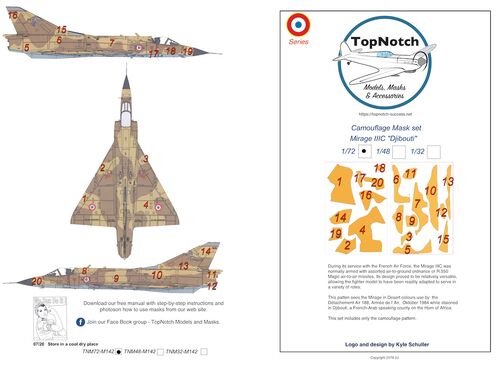 TopNotch 72-M142 Dassault Mirage III C - "Djibouti" Scheme - Camouflage Paint Masks