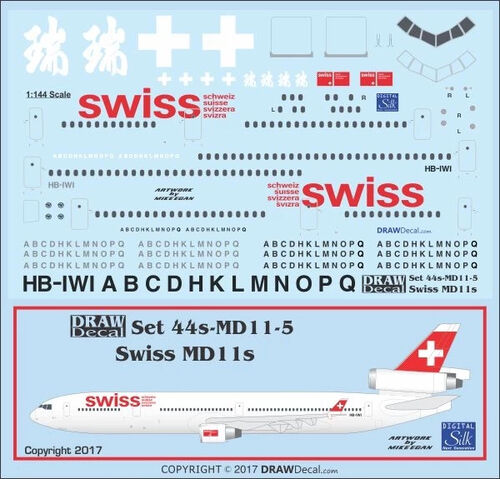 Draw Decal 44-MD11-05 McDonnell Douglas MD-11 - Swiss/Swiss Asia