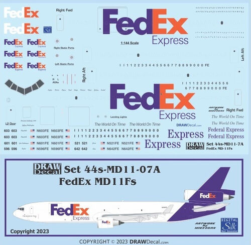 Draw Decal 44-MD11-07A McDonnell Douglas MD-11F - FedEx