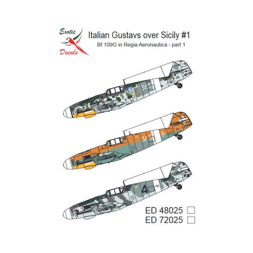 Exotic Decals 48025 Italian Gustavs Over Sicily #1 Bf 109G In Regia Aeronautica - Part 1