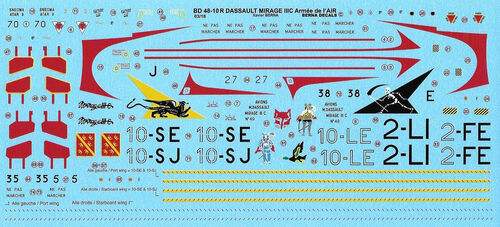Berna Decals 48010R Dassault Mirage III C Decals (5 schemes)