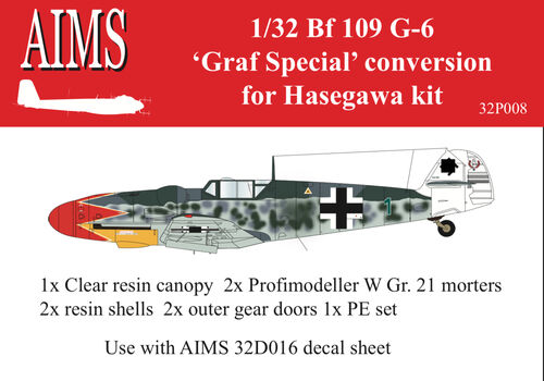 Aims 32P008 Messerschmitt Bf-109 G-6 - 'Graf Special' (designed to be used with Hasegawa kits)