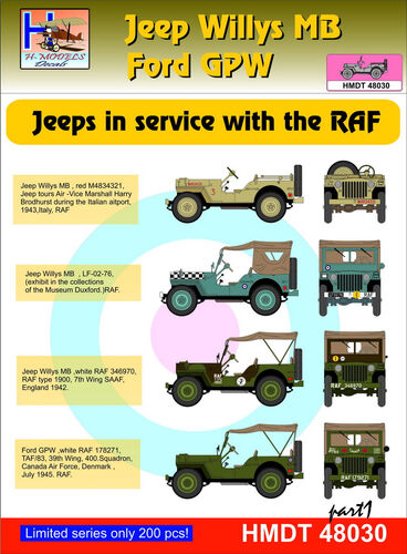 H-Model Decals T48030 Willys Jeep MB/Ford GPW: RAF Jeeps (Part 1)