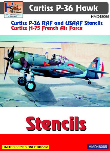 H-Model Decals D48065 Curtiss P-36 (RAF and USAAF) and H-75 (French Air Force) stencils