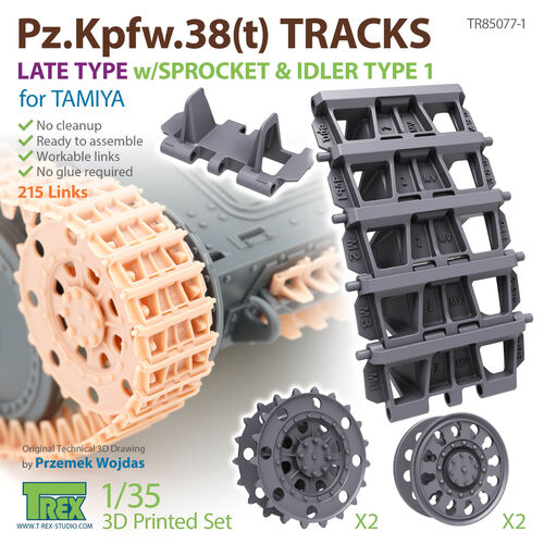 T-Rex Studio 85077-1 Pz.Kpfw.38(t) Tracks Late Type With Sprocket And Idler For TAMIYA