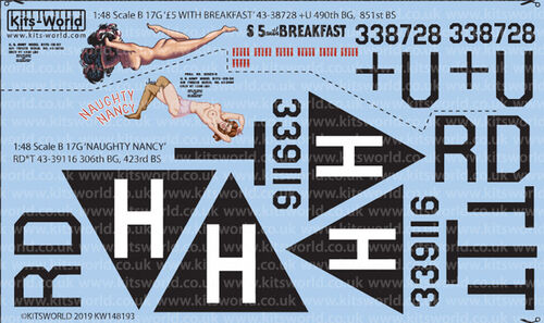Kits World 148193 Boeing B-17 G ('£5 WITH BREAKFAST' and 'NAUGHTY NANCY')