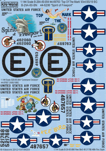 Kits World 144008 Boeing B-29 Superfortress Decal Sheet