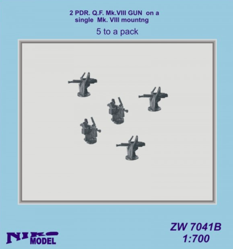 NIKO MODEL ZW7041B 2 PDR. Q.F. Mk.VIII GUN on a single Mk. VIII mountng (5 to a pack)
