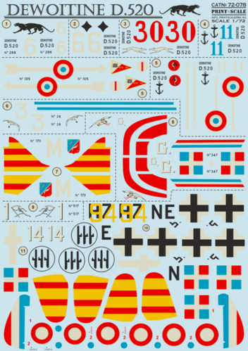 Print Scale 72-078 Dewoitine D.520