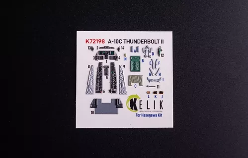 KELIK K72198 Fairchild A-10 C Thunderbolt II - Interior 3D Decals (for Hasegawa Kits)