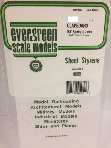 Evergreen 14051 1,0 mm Polystyrene Sheet (30 x 60 cm) Clapboard Siding 1,25 mm (1 pce)