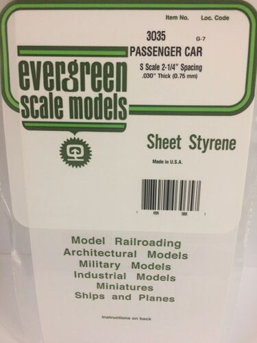 Evergreen 03035 0,75 mm Polystyrene Sheet Car Siding (15 x 30 cm)