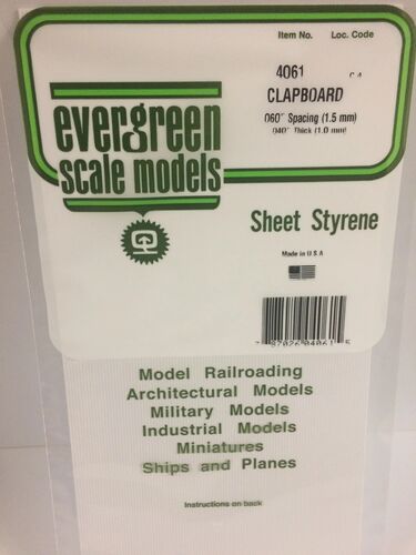 Evergreen 04061 1,00 mm Polystyrene Sheet Clapboard Siding 1,50 mm (15 x 30 cm)