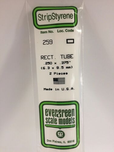 Evergreen 00259 Polystyrene Rectangular Tubes 6,3 x 9,5 mm (35 cm) (1 pc)