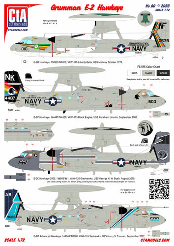 CtA Cut then Add 060 Grumman E-2 Hawkeye - All version except "A", 4 Markings: VAW-115 / VAW-113 / VAW-120 and VAW-126
