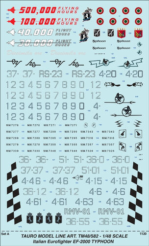 TAURO MODEL 48-582 Eurofighter EF-2000 Typhoon in Italian Service (2 Decal Sheets)