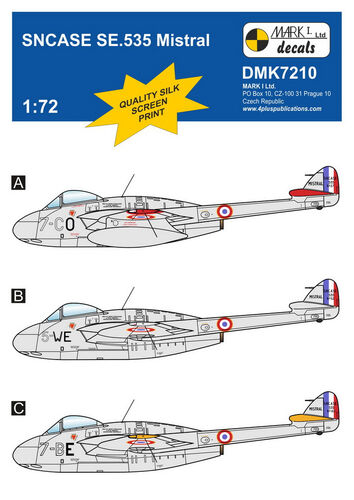 Mark I Decals DMK7210 SNCASE SE.535 Mistral - 3 x camo schemes