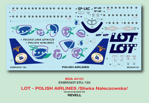 BOA Decals 44131 Embraer ERJ-195 - LOT Polish Airlines (designed to be used with Revell kits)