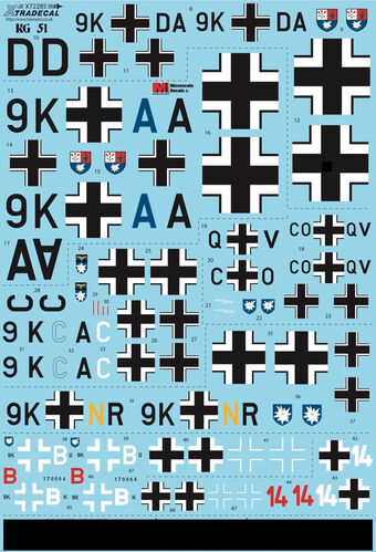 Xtradecal 72285 The History of Kampfgeschwader KG51 'Edelweiss' (8 different aircraft)