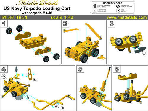 Metallic Details MDR4851 US Navy Loading Cart with torpedo Mk.46