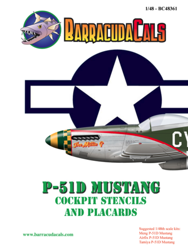 Barracuda Studios C48361 P-51D Cockpit Stencils and Placards