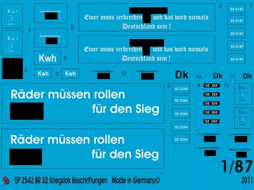 Peddinghaus-Decals 2542 BR 52 War Steamer Markings