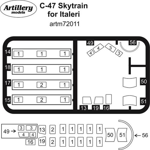 ARTILLERY Models 72011 C-47 Skytrain for (Italeri)