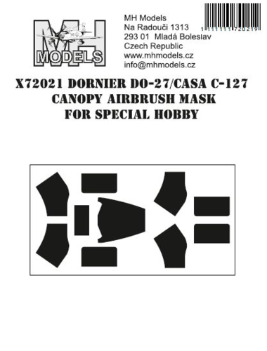 MH Models X72021 Dornier Do-27/ CASA C-127 canopy airbrush mask