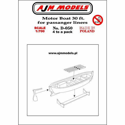 AJM Models D-050 Motor Boat 30 ft. for passenger liners