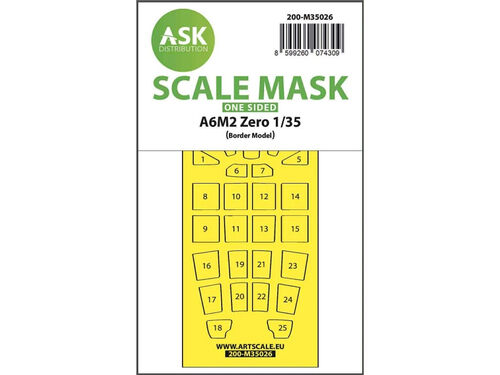 Art Scale Kit M35026 A6M2 Zero - One-Sided Painting Mask (for Border Model Kits)