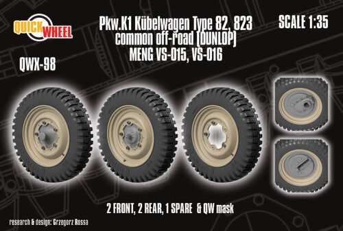 Quick Wheel QWX98 Pkw. K1 Kubelwagen Type 82 - 823 Common Off-Road (Dunlop / for Meng Kits)
