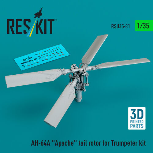 RES/KIT U35-0081 AH-64 A Apache - 3D-Printed Tail Rotor (for Trumpeter Kits)
