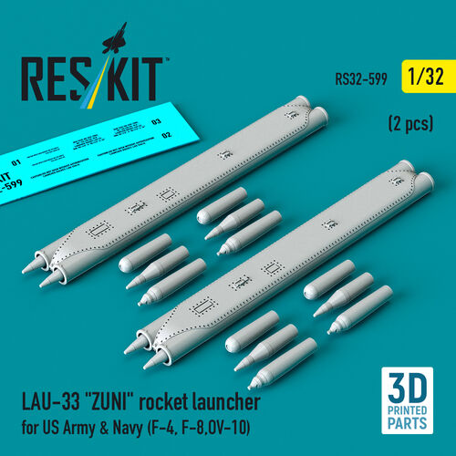 RES/KIT 32-0599 LAU-33 ZUNI Rocket Launcher for US Army & Navy (2 pcs / 3D Printed)