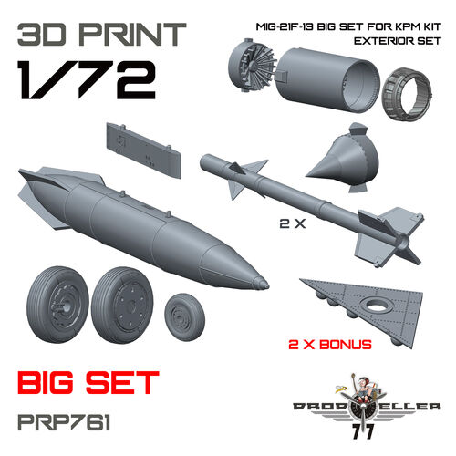 77propeller 761 MIG-21F-13 - 3D-Printed Big Set / Exterior Set (for Kovozavody Prostejov Kits)
