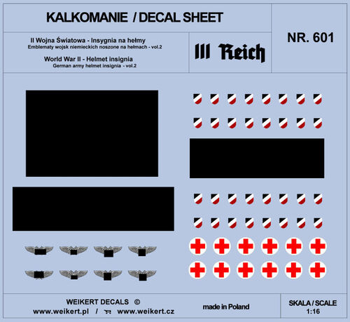 Weikert Decals DEC601 Insygnia na hełmy - II Wojna Światowa Volume 2 (III Rzesza)