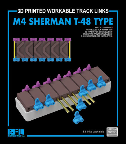 Rye Field Model RM-3030 M4 SHERMAN T-48 type workable tracks (3D printed)