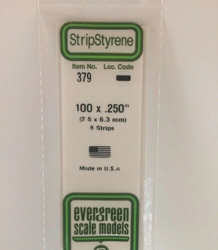 Evergreen 00379 Polystyrene Strip 2,5 x 6,3 mm (60 cm) (1 pc)
