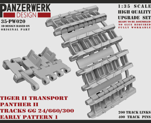 Panzerwerk Design 35-PW020 Tiger II Transport Panther II Tracks GG 24/660/300 Early Pattern 1